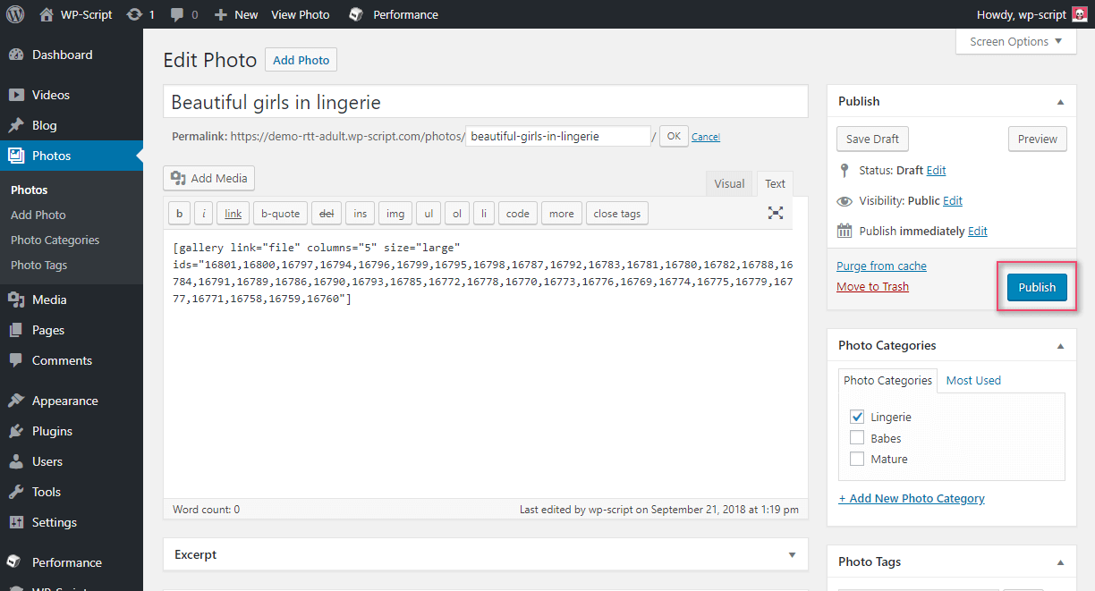 Create a photos gallery – WP-Script
